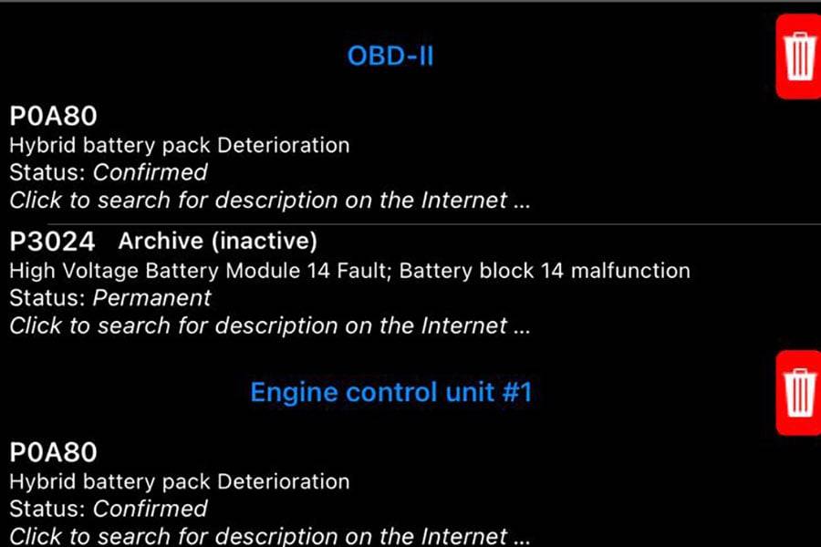 Hybrid Vehicle Code P0A80 - Okacc Hybrid Batteries